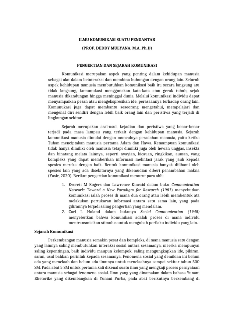 Resume Pengantar Ilkom Prof Deddy | PDF