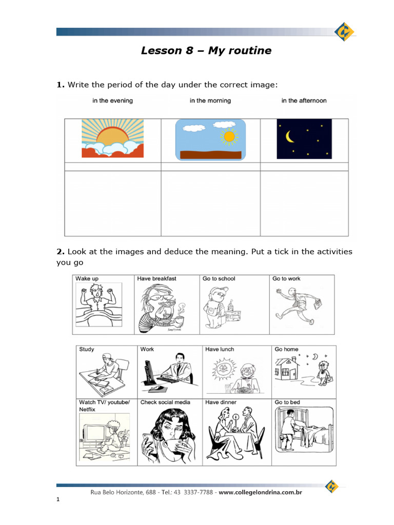 Daily Routines for 2nd Standard Students | PDF | Language Arts & Discipline