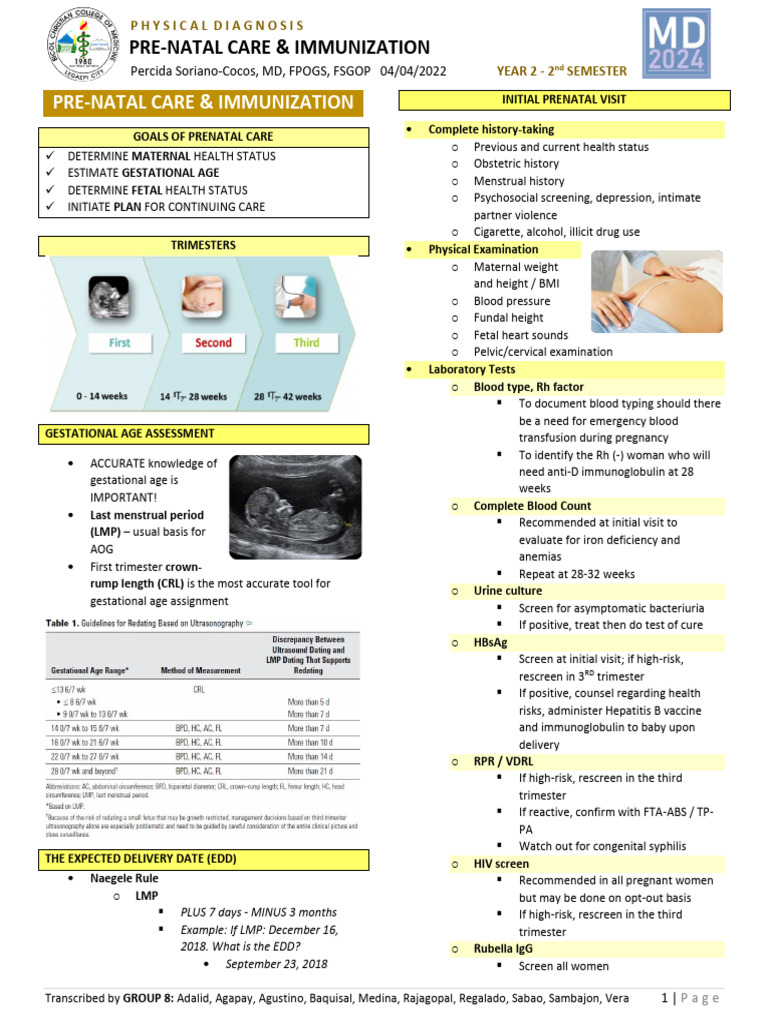 PD Prenatal Care Immunization | PDF | Pregnancy | Prenatal Development
