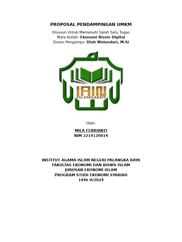 Proposal Pendampingan Umkm Mila Febrianti | PDF