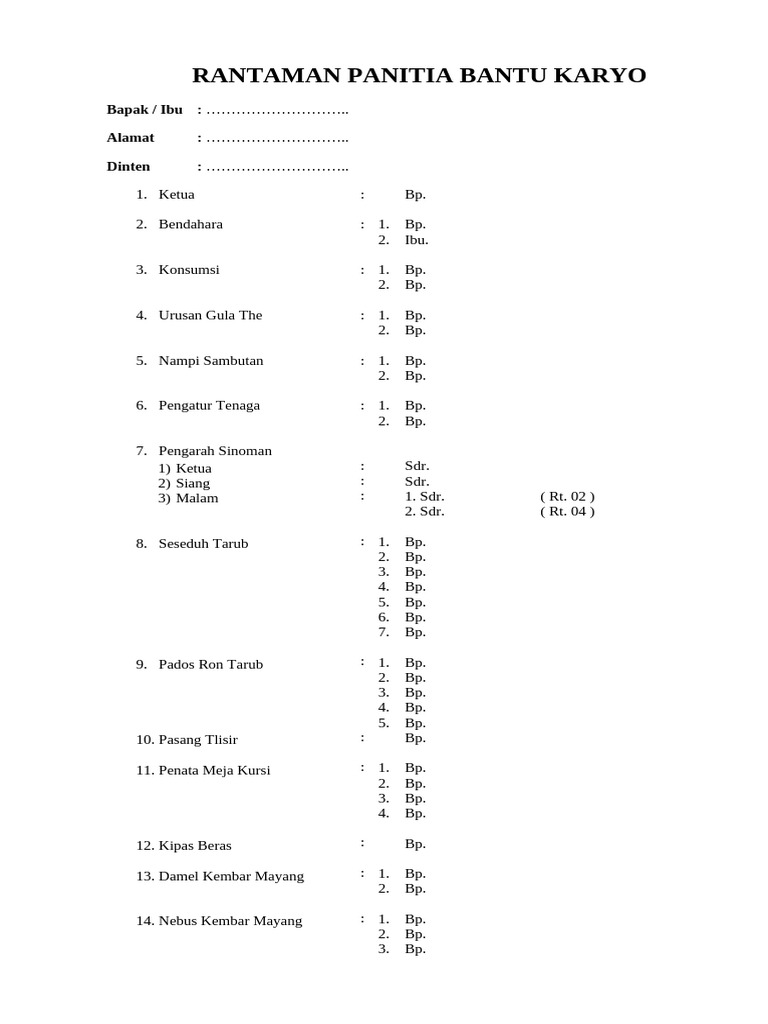 Susuanan Panitia | PDF