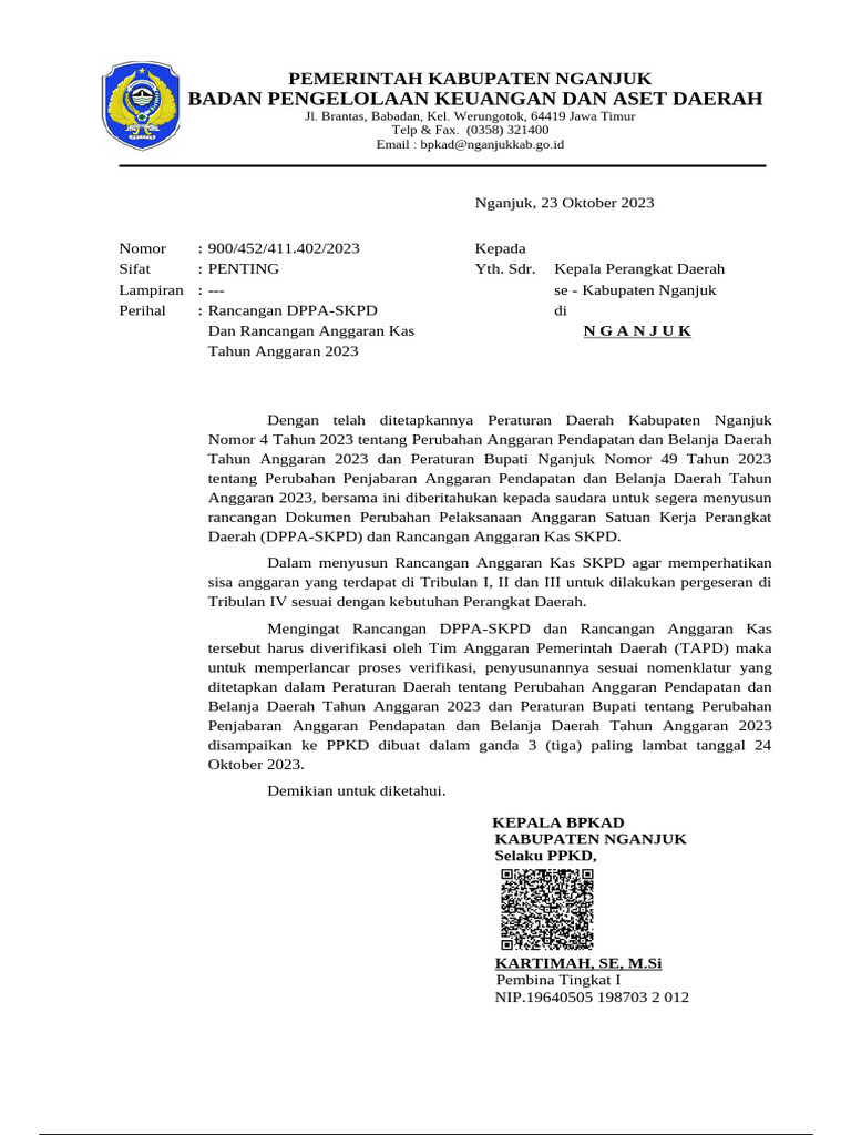 Rancangan DPPA-SKPD Dan Rancangan Anggaran Kas Tahun Anggaran 2023 | PDF