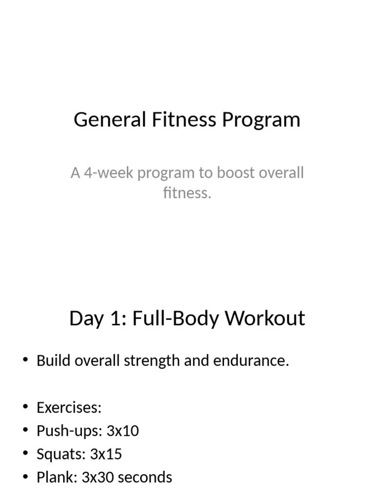 General Fitness Program | PDF | Self-Improvement | Lifestyle