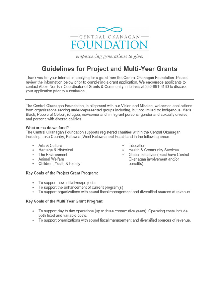 Guidelines For Project and Multi Year Grants 2023 | PDF