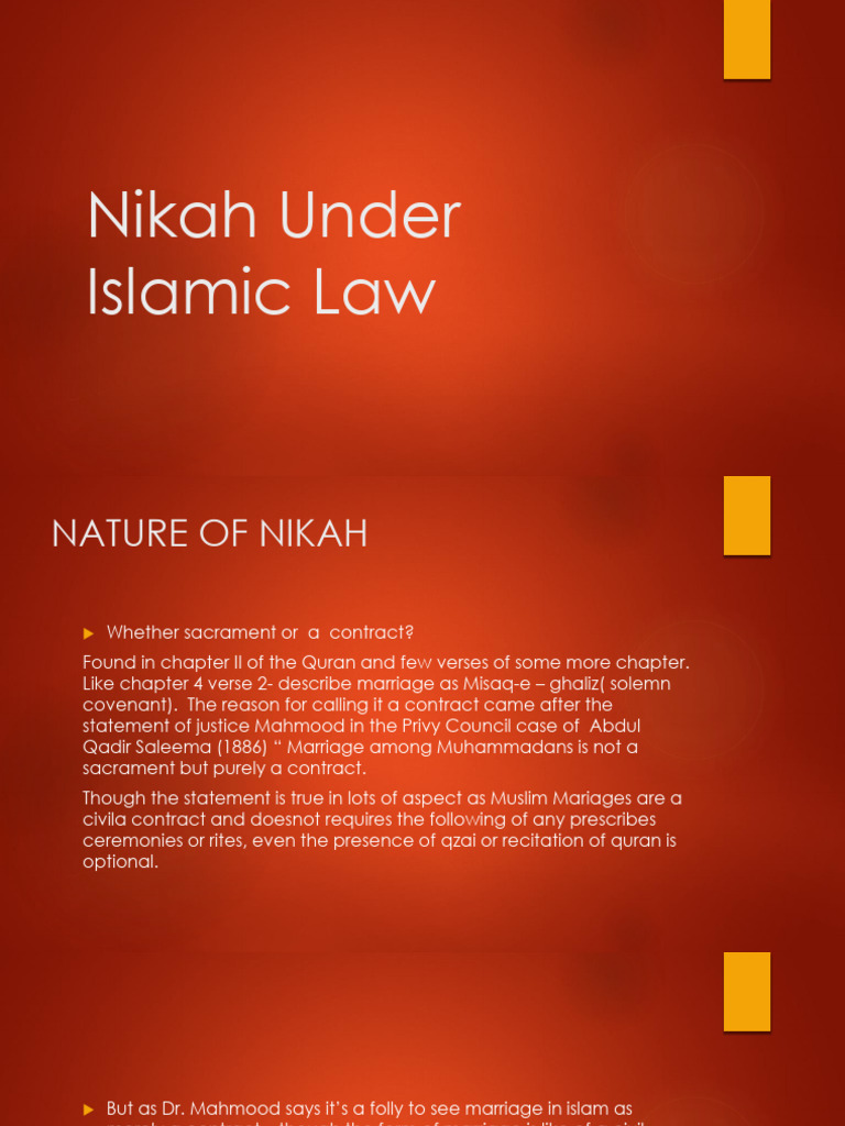 Nikah Under Islamic Law | PDF | Marriage | Quran