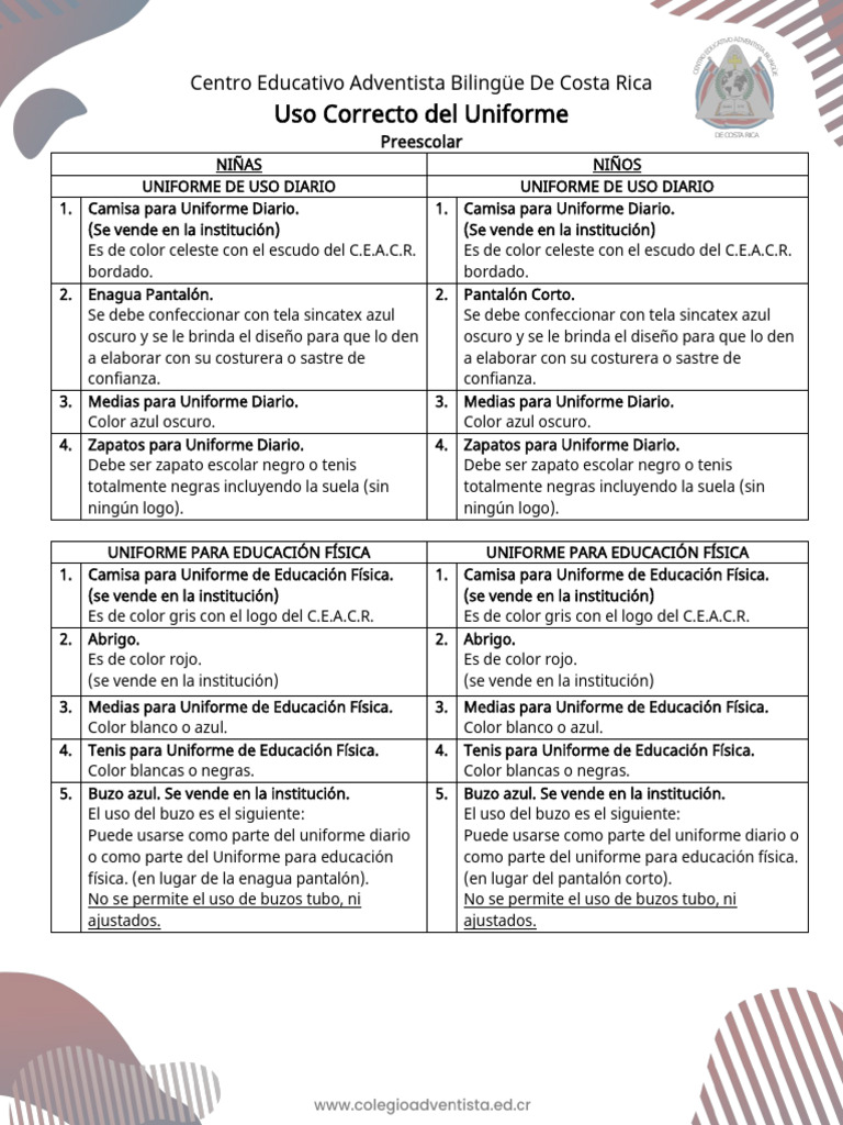 UsodelUniforme-Preescolar | PDF | Color | Azul