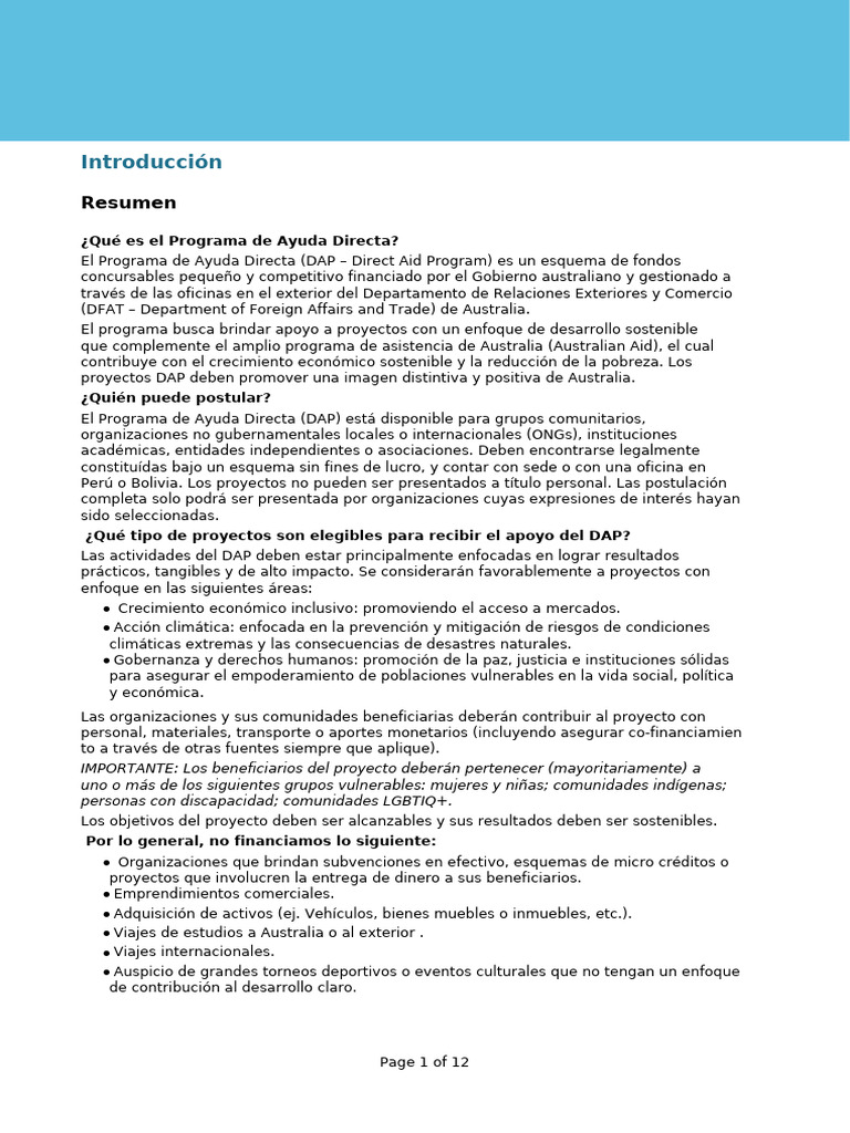 Programa de Ayuda Directa 2023-2024 | PDF | Perú | Organización no ...