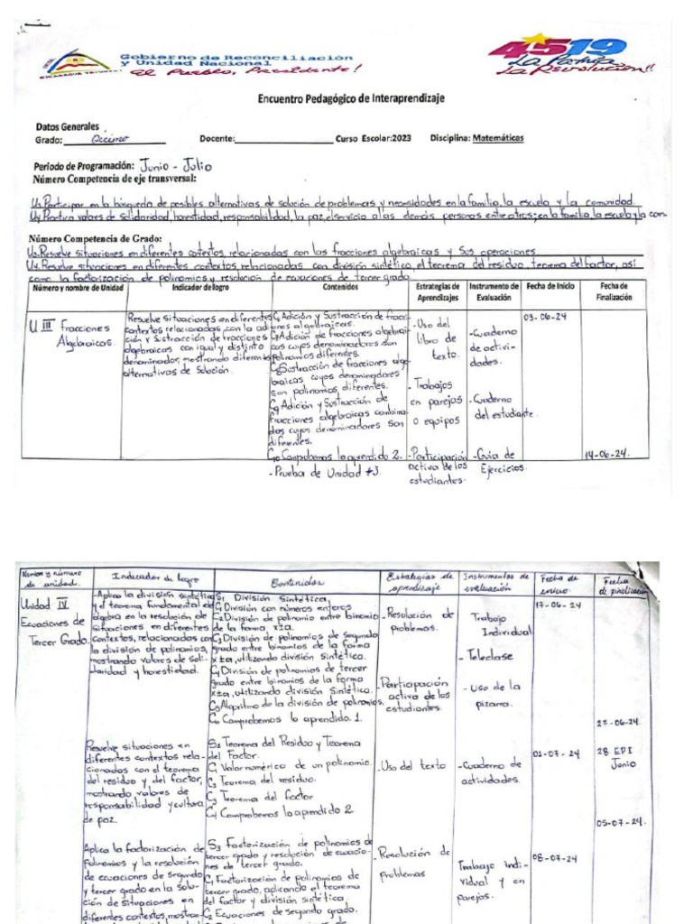 E.P.I 2024 - Programacion de 10mo GRADO - (JUNIO - JULIO) | PDF