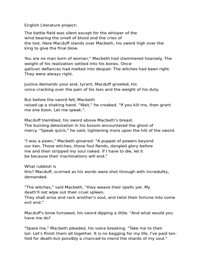 English Literature Project | PDF | Macbeth