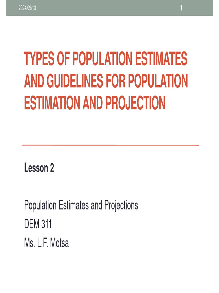 Population Estimates and Projections Guide | PDF | Forecasting | Census