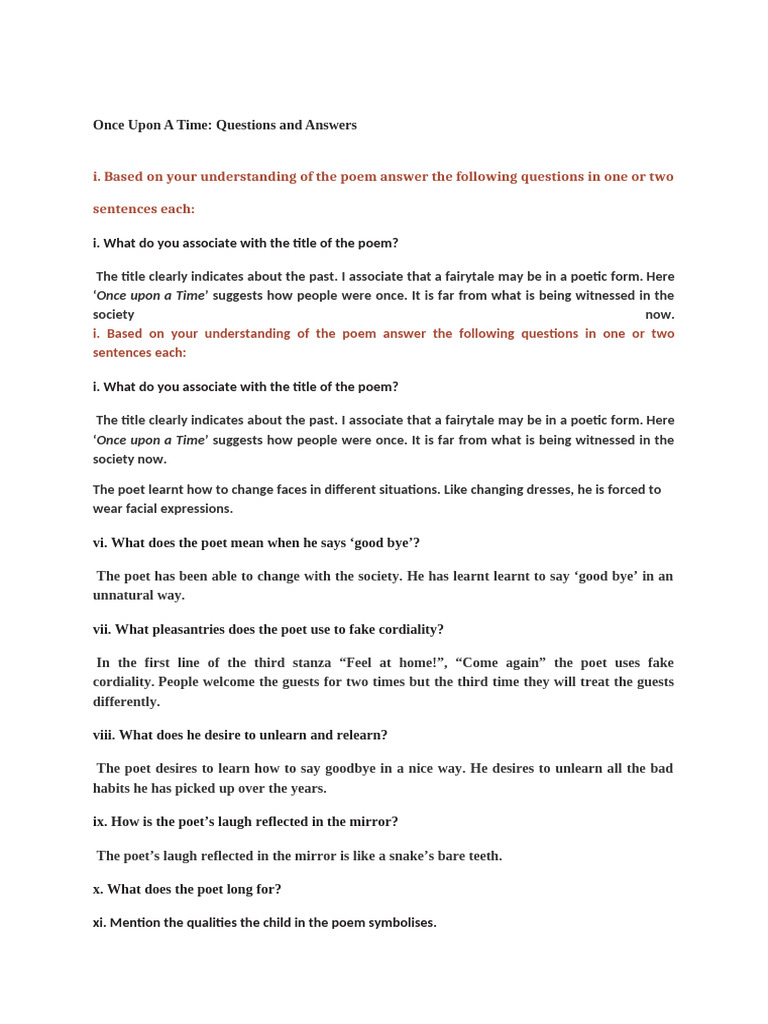 Once Upon a Time | PDF | Laughter | Poetry