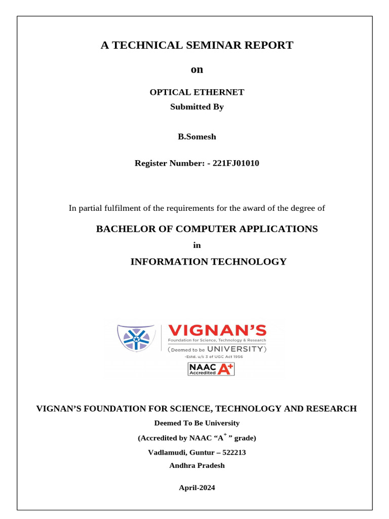 221fj01010 Techincal Seminar | PDF | Computer Network | Ethernet