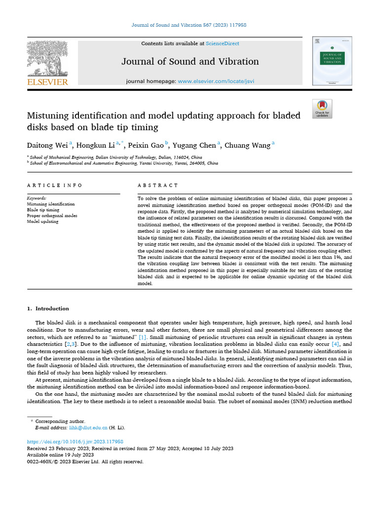 07 Mistuning Identification and Model Updating Approach For Bladed ...