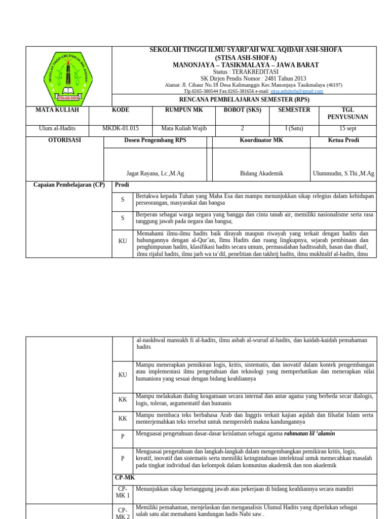 3.1 Hadits Nilai Rubrik PKDP | PDF