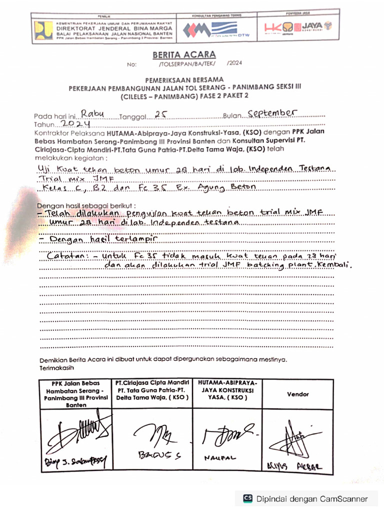 BA Dan Hasil Uji Kuat Tekan Beton Trial Mix JMF Ex. Agung Beton Kelas C (Fc20), B2 (Fc30) Dan ...