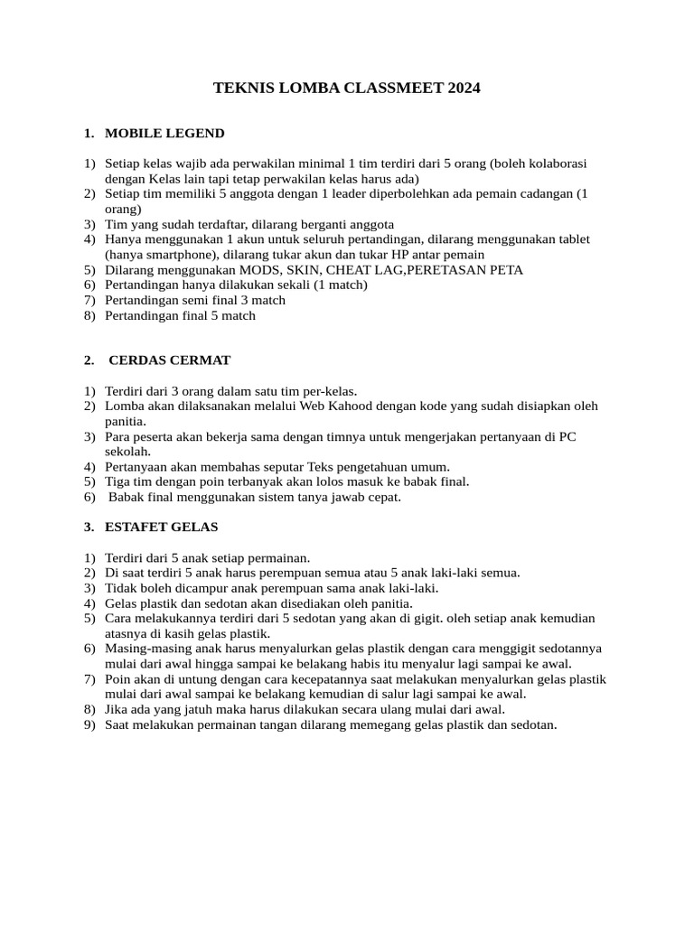 Lomba Classmeet 2024 | PDF