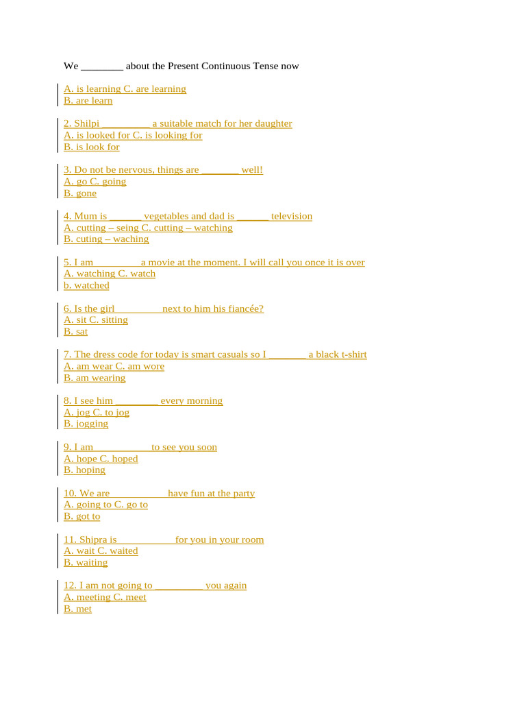 Present Continious 2 | PDF