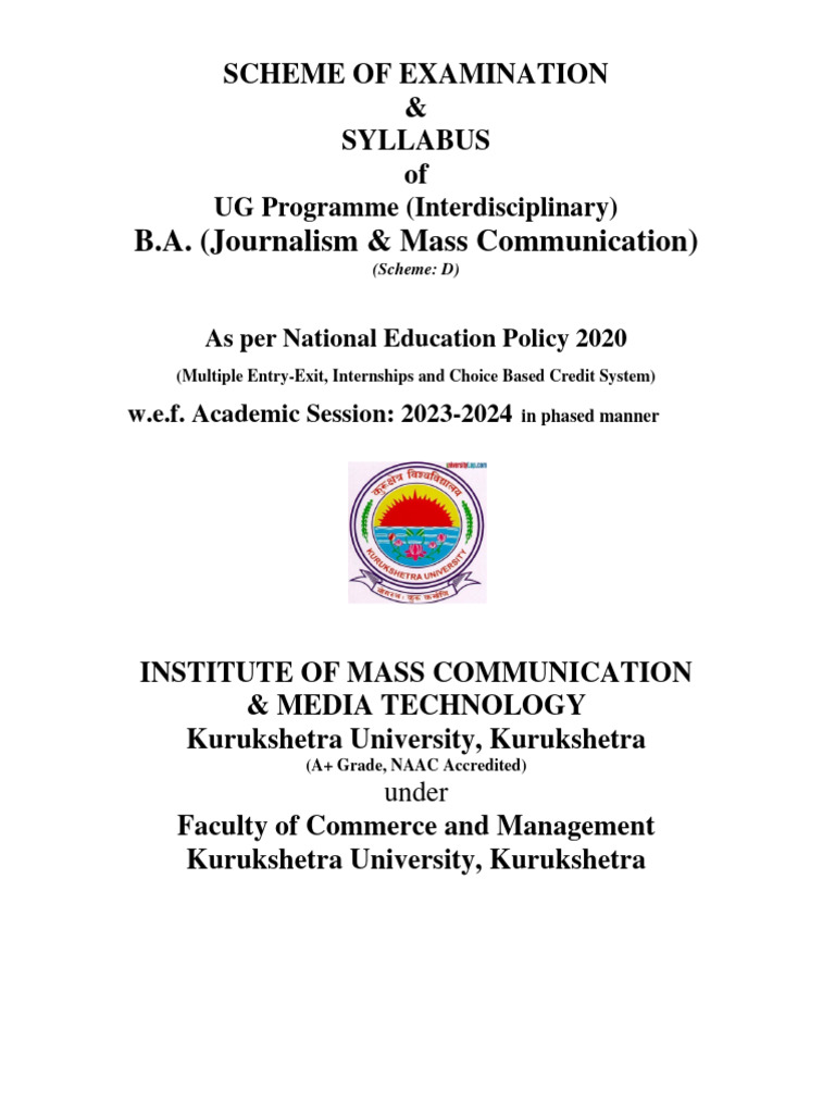 Journalism & Mass Comm Syllabus | PDF | Communication | Journalism