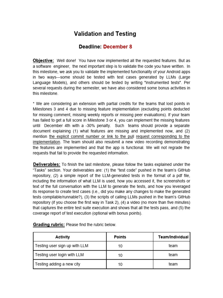 Milestone 5 Validation and Testing | PDF | Software Development ...