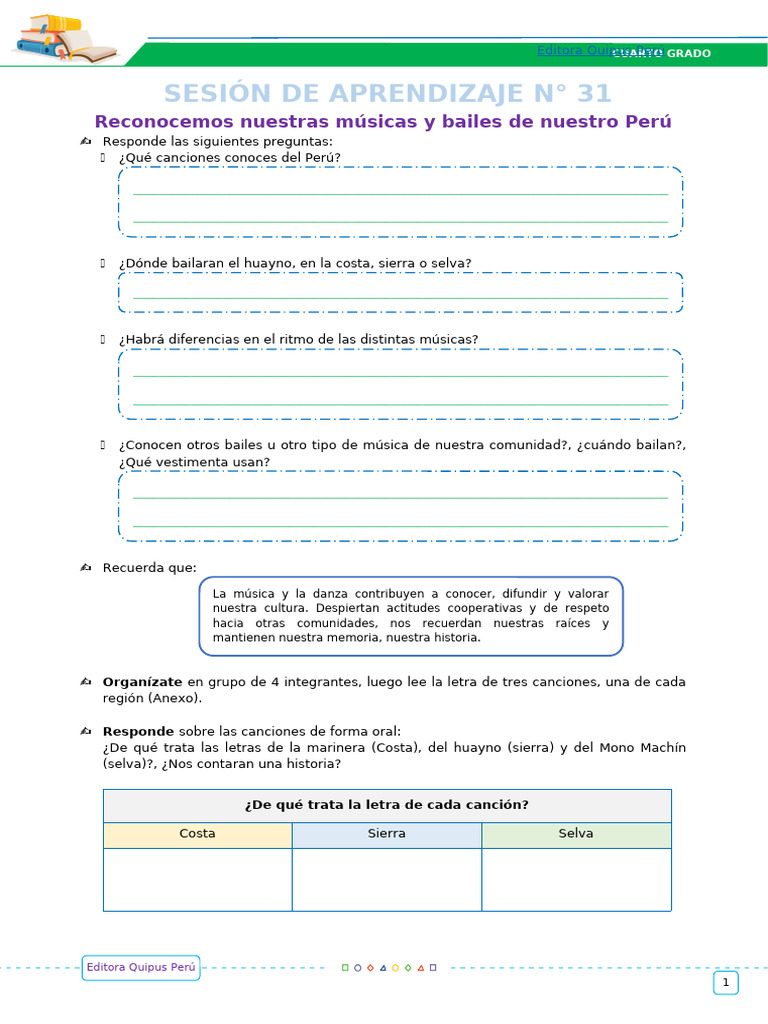 Anexo de Sesiones de Aprendizaje - EDA VI Semana 4 - Editora Quipus Perú | PDF | Reproducción ...