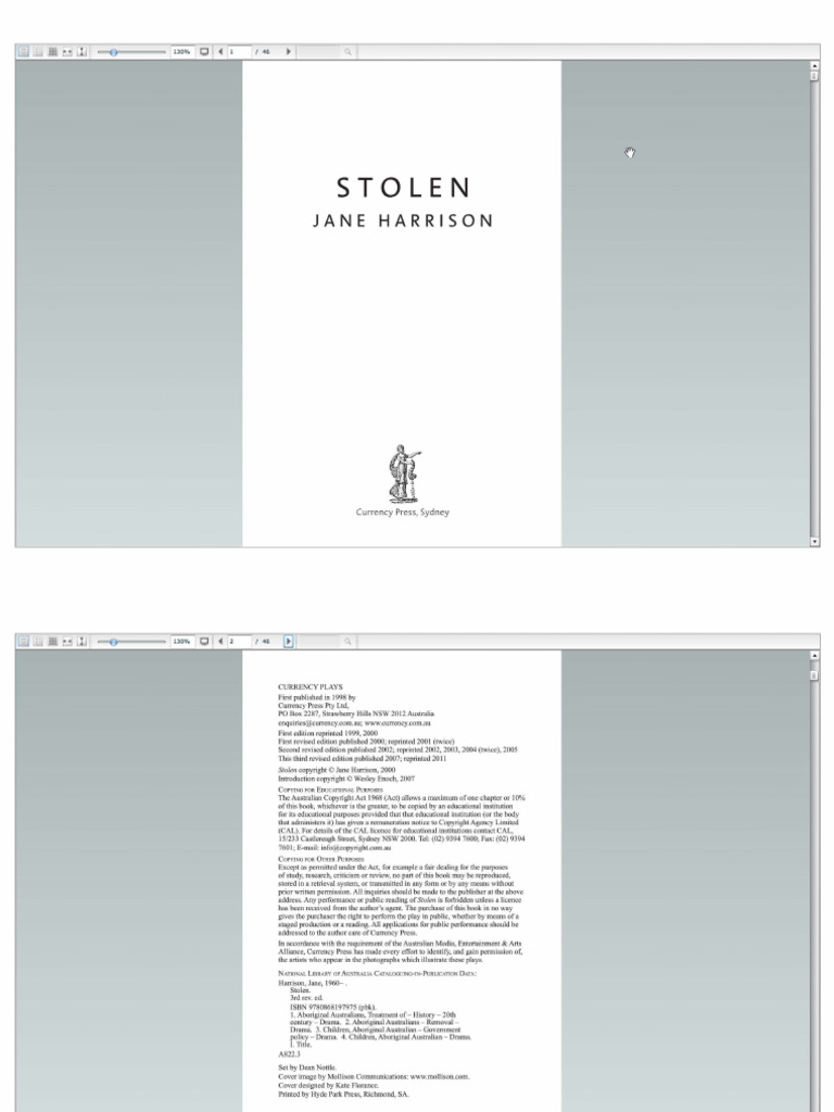 Stolen by Jane Harrison | PDF