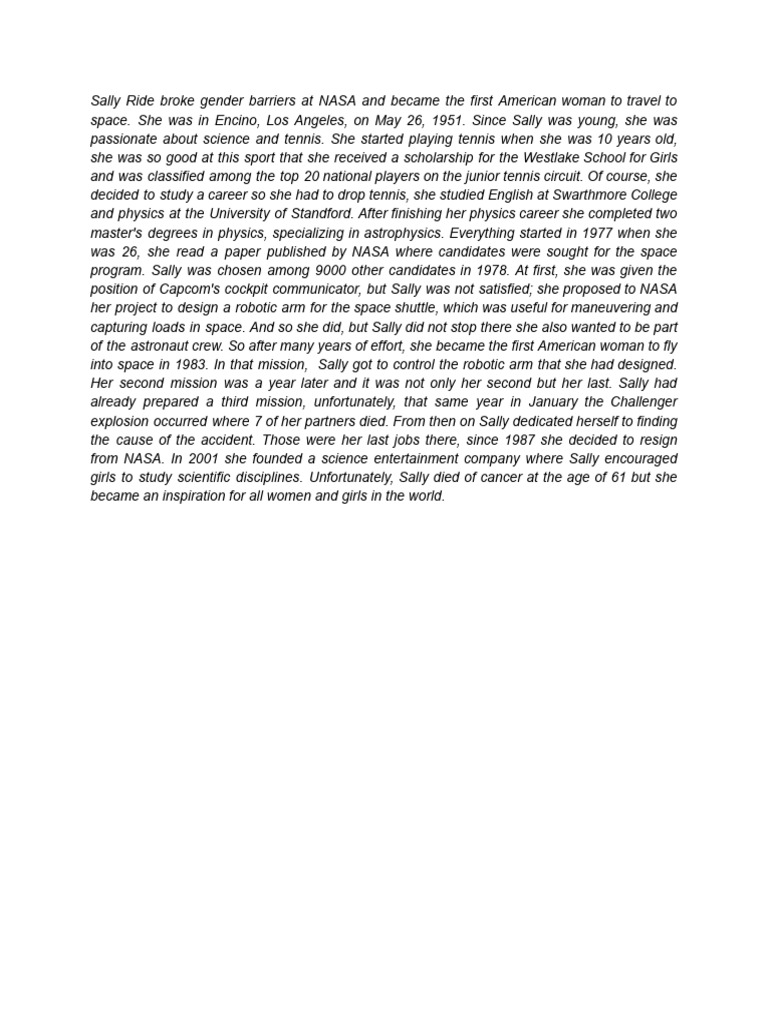 Sally Ride | PDF | Young Adult