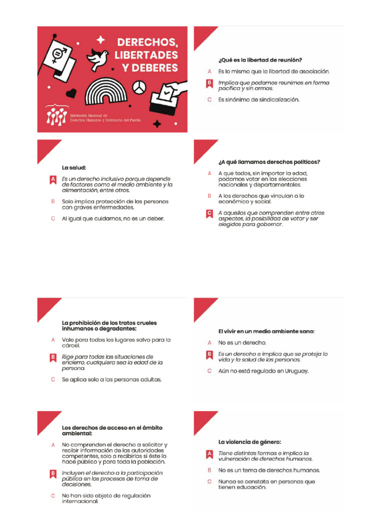 Tarjetas Derechos Libertades y Deberes | PDF