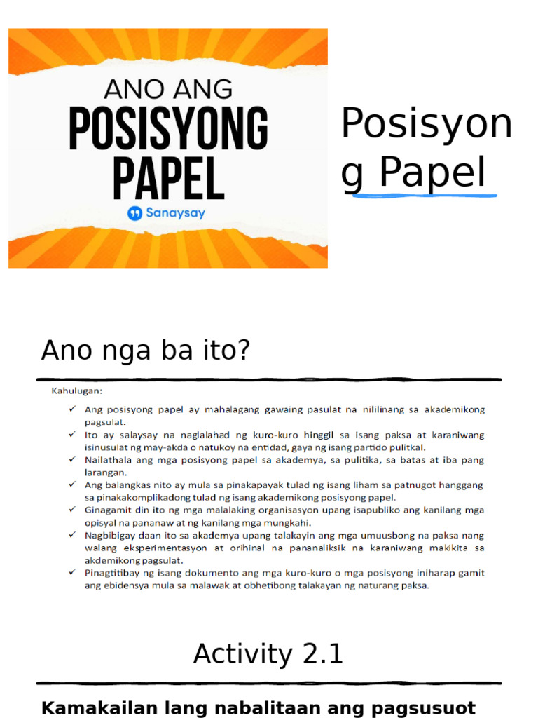 Posisyong Papel | PDF
