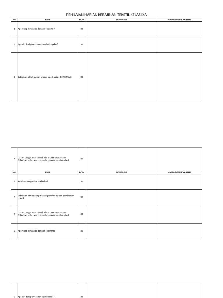 Soal TGT Tekstil 2024 | PDF