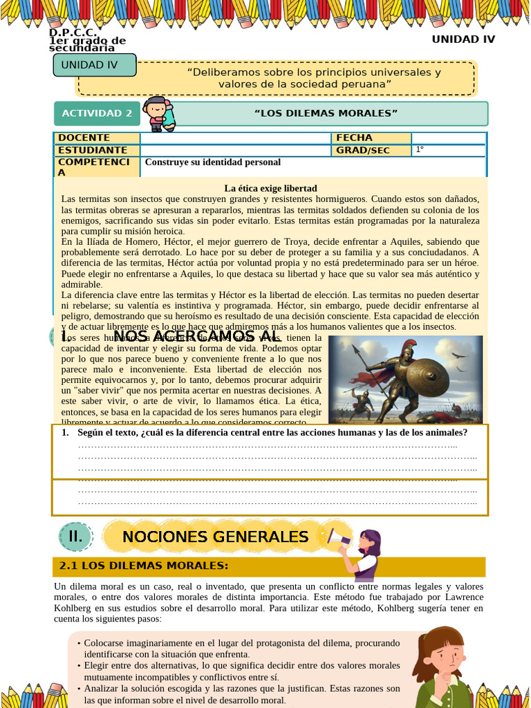 1° DPCC - Actv.02-Und.4 2024 | PDF | Autonomía | Moralidad