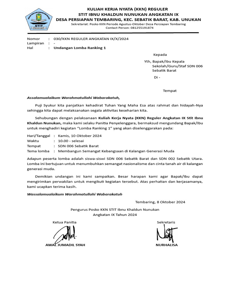 Surat Undangan Ranking Satu.1pdf | PDF