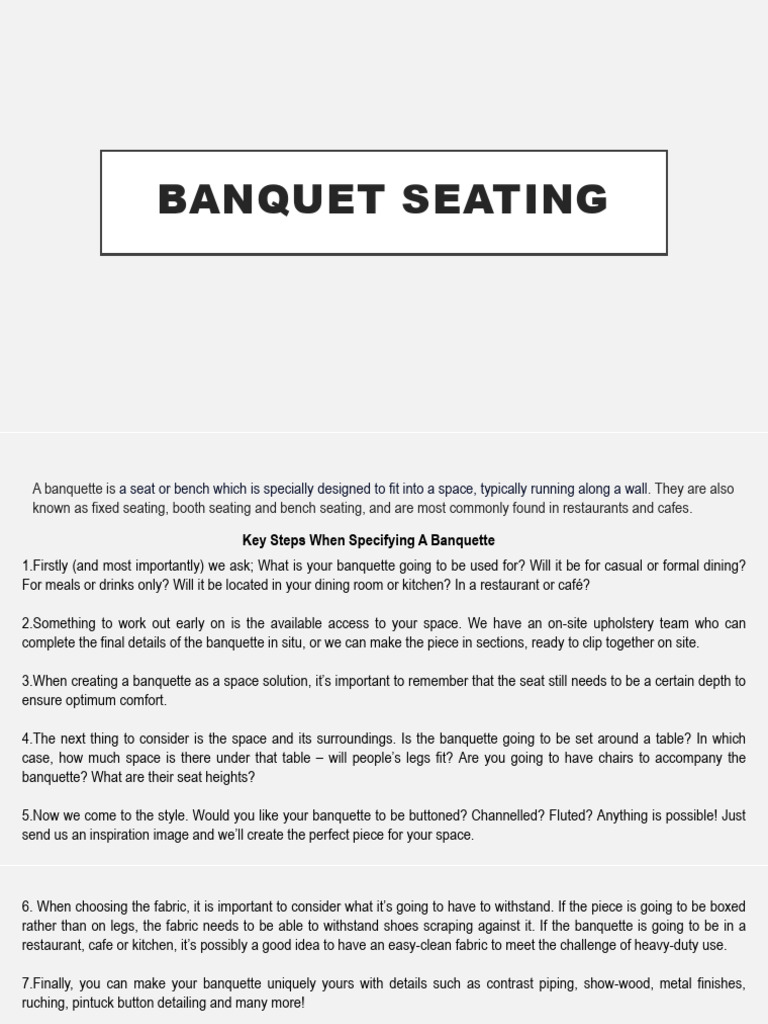 Banquette Seating Design Guide | PDF | Restaurants | Upholstery