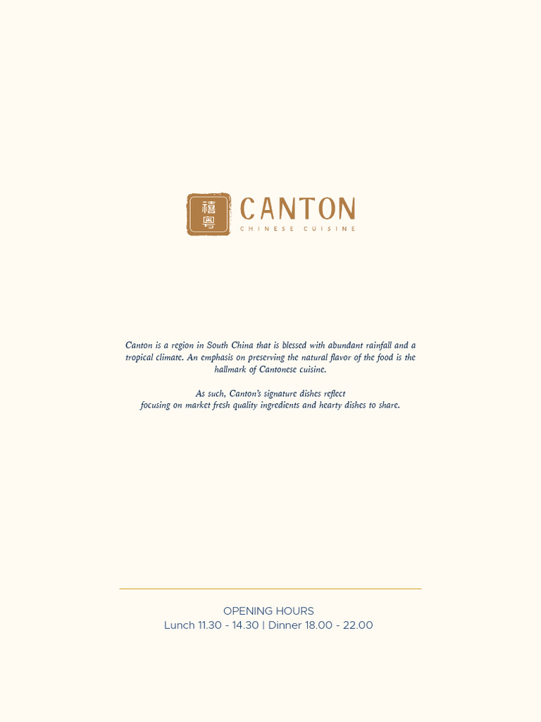 Canton - Chinese Cuisine Menu | PDF