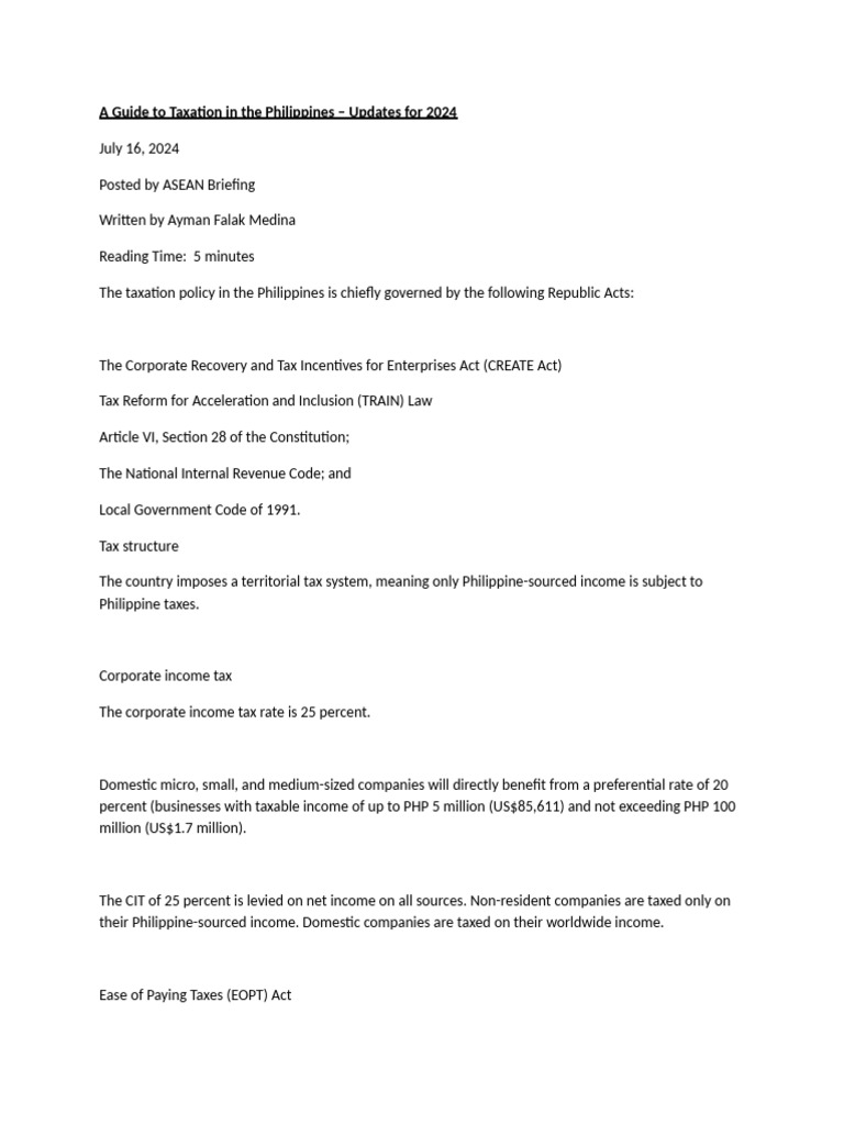 Taxation in The Philippines | PDF | Taxes | Income Tax