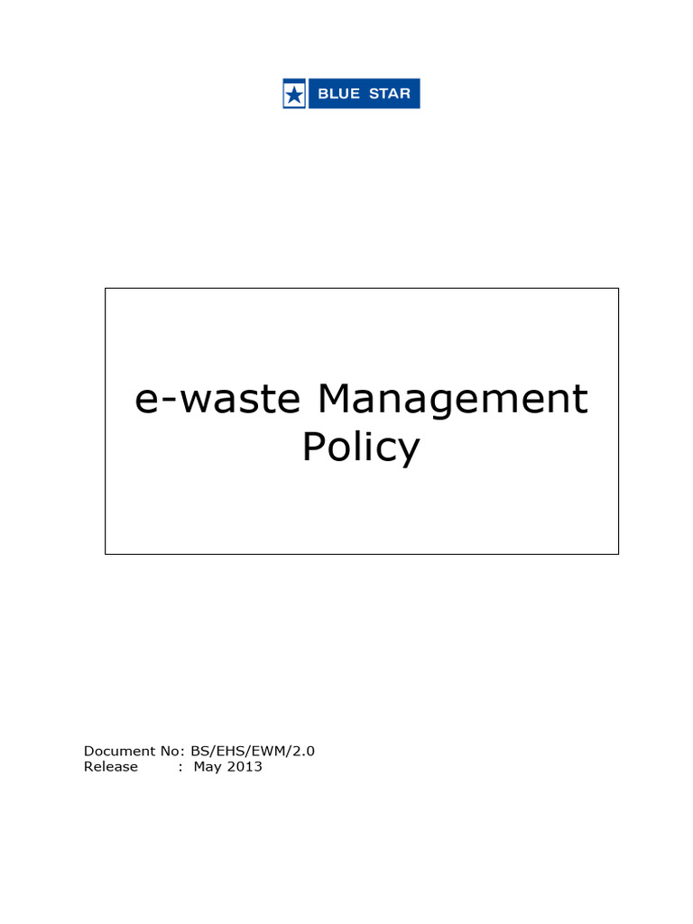 E-Waste-Management-Policy - SAMPLE REFERENCE | PDF | Waste Management ...