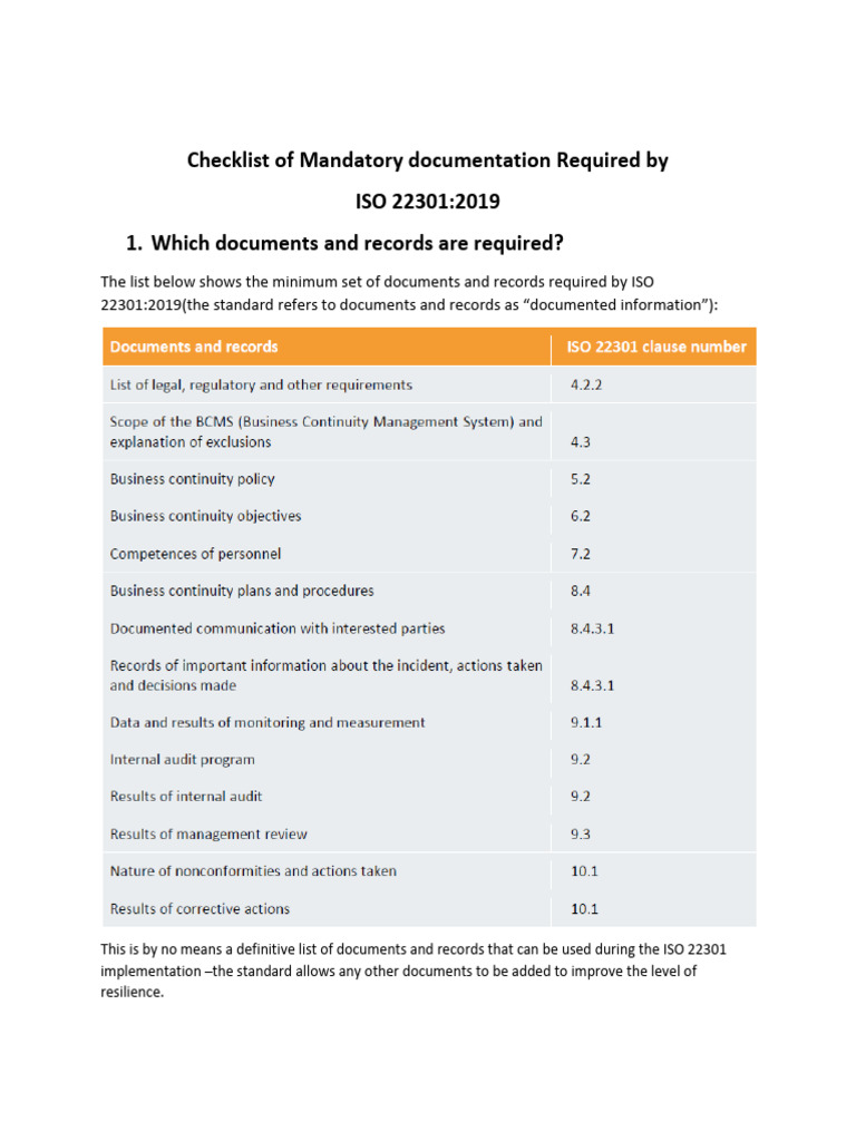 Checklist of Mandatory Documentation Required | PDF | Computers
