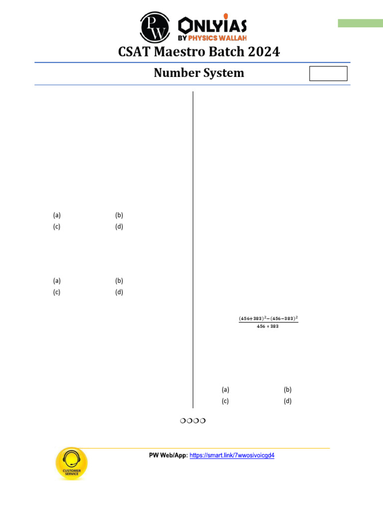 CSAT Maestro Batch 2024 Math Problems | PDF | Numbers | Mathematical Objects