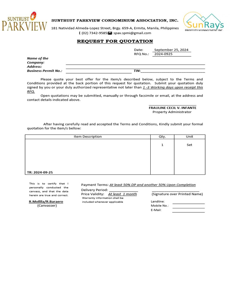 REQUEST-FOR-QUOTATION | PDF | Taxes | Government Finances