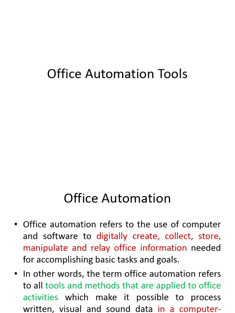 Lecture 1 Office Automation | PDF | Software | Proprietary Software