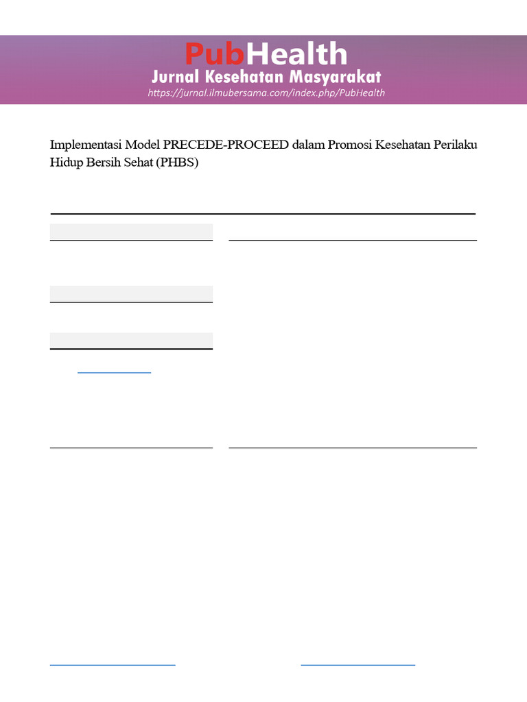 Implementasi Model PRECEDE-PROCEED Dalam Promosi K | PDF | Pengembangan Diri