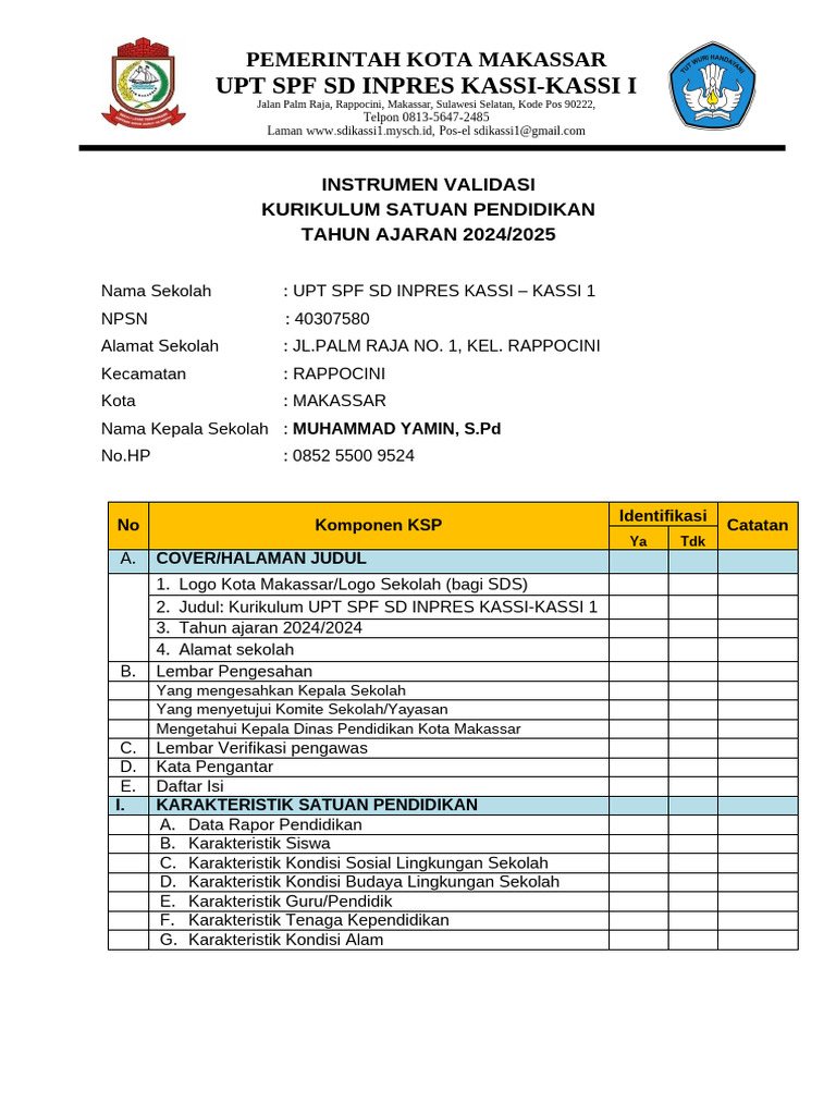 3.instrumen Validasi KSP-SD 2024 | PDF