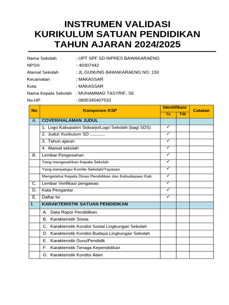 3.instrumen Validasi KSP-SD 2024 | PDF