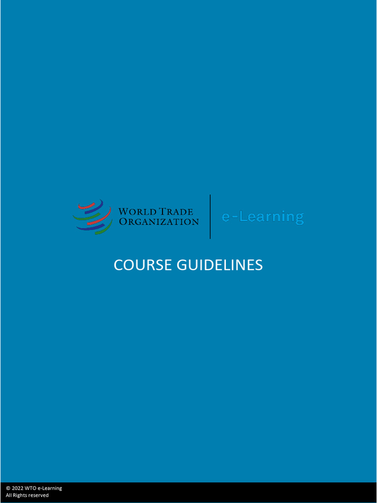 WTO E-Learning Course Guidelines | PDF | Educational Technology