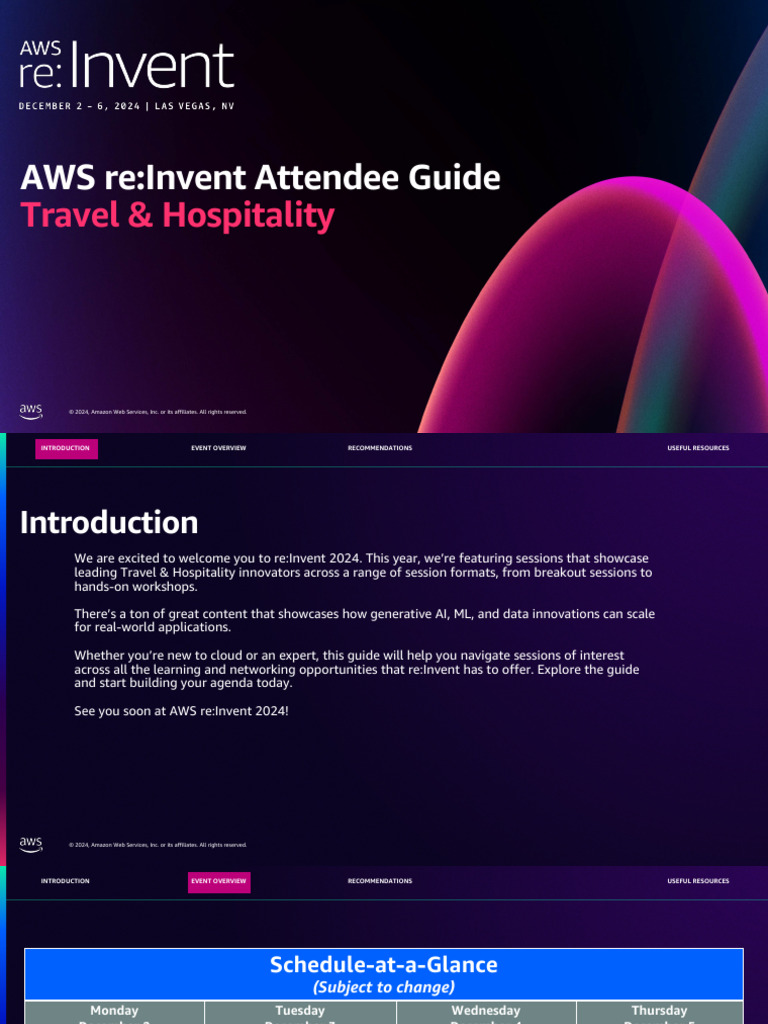 2024 Reinvent Attendee Guide - Travel & Hospitality - Oct | PDF | Amazon Web Services ...