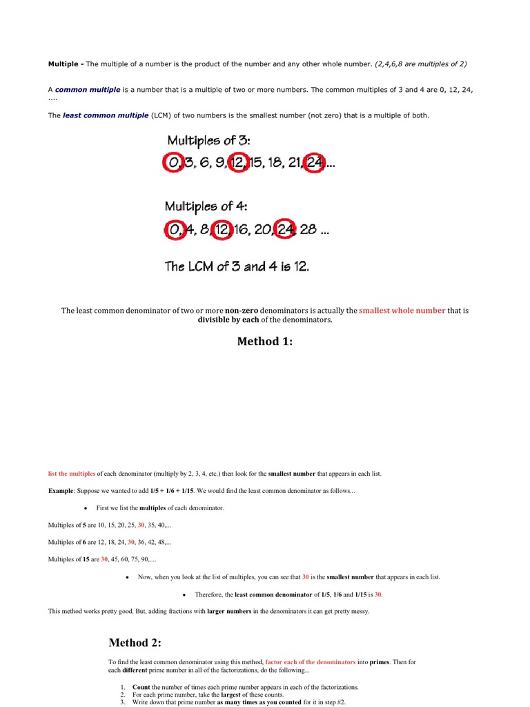 LCM and LCD | PDF | Fraction (Mathematics) | Mathematical Notation