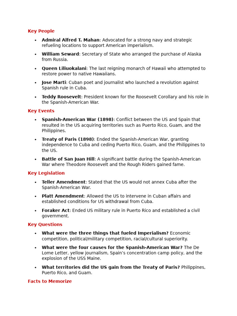 Module 6 Study Guide | PDF | Imperialism | The United States