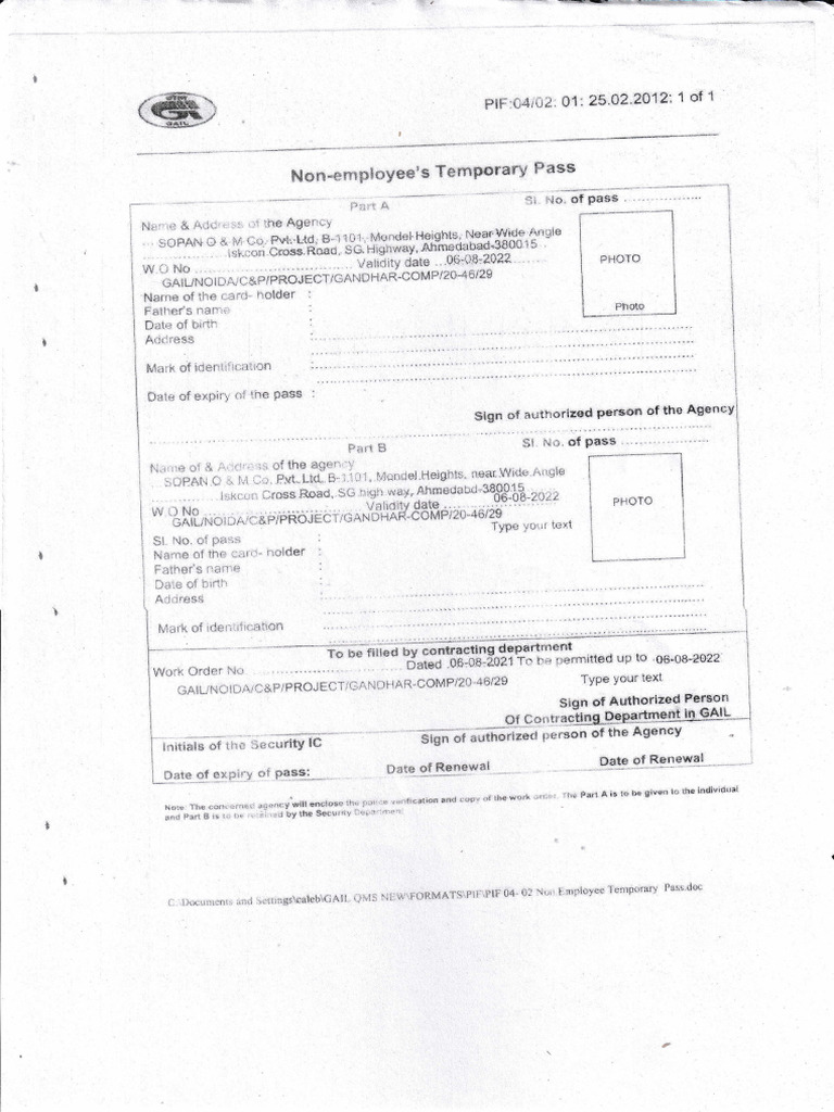 Temporary 7 Day Pass Form | PDF