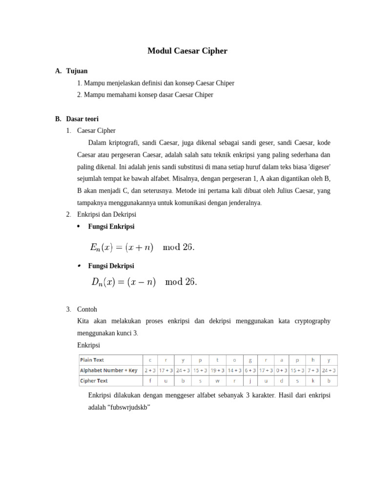 Modul Caesar Cipher | PDF