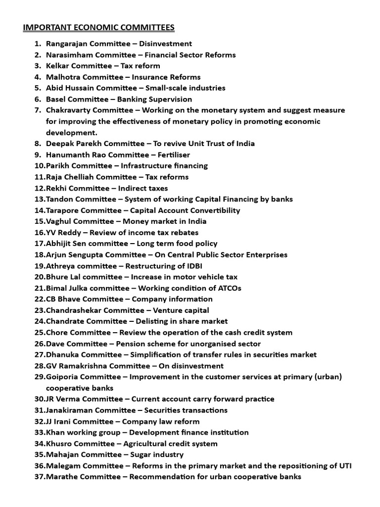 Economic Committees | PDF | Private Sector | Financial Services