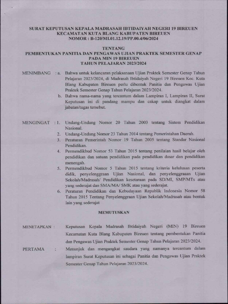 SK Ujian Praktek | PDF